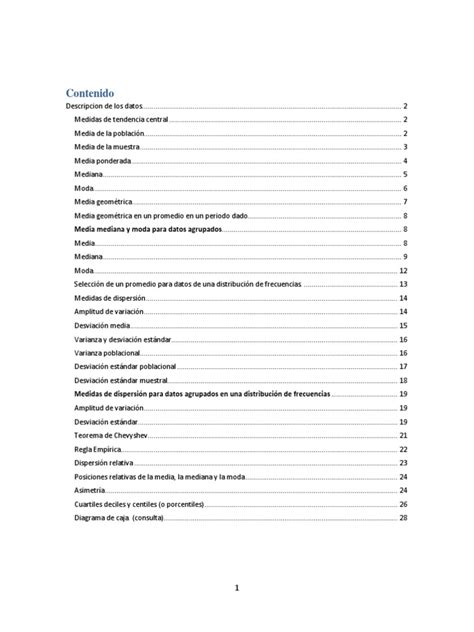 Medidas De Tendencia Central Y Dispersión Pdf Media Desviación