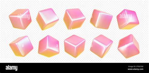3d Holographic Prism Cube With Abstract Light Isometric Square Cuboid