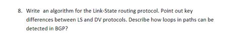 8 Write An Algorithm For The Link State Routing