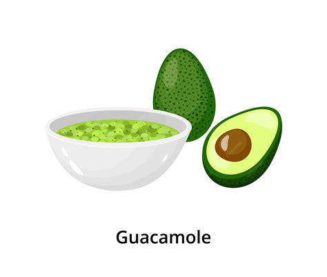 Premium Vector Cartoon Green Guacamole In Bowl With Avocado Isolated