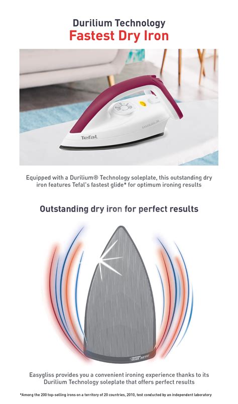 Tefal Durilium Technology Soleplate Easygliss Dry Iron 18m 1200w