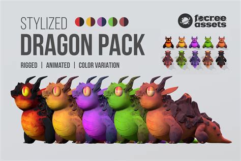 Stylized Dragon Pack Characters Unity Asset Store