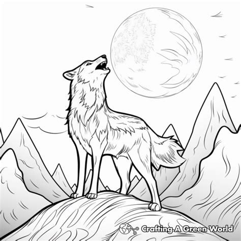 Wolf Howling At The Moon Coloring Pages Free And Printable