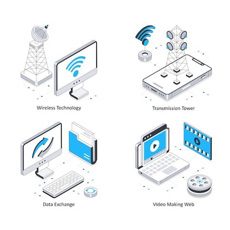 Network And Communication Vector Isometric Illustration Eps 10 File Set