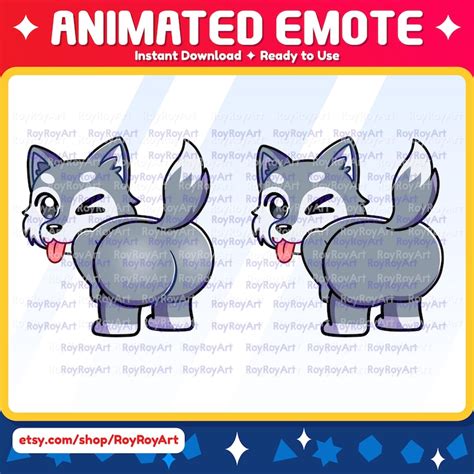 Twitch Emote Animated Cute Grey Wolf Booty Twerking Emote Animated