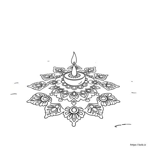 Yksinkertaiset Rangoli Värityskuvat