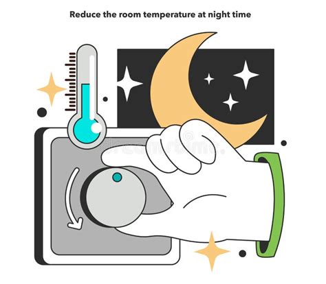 Reduce The Room Temperature At Night Time For Energy Efficiency Stock