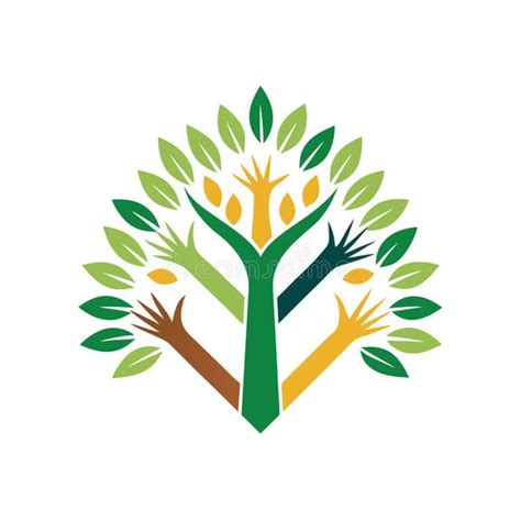 Diversity Tree With Hands And Leaves Representing Community Growth And Support In A Flat