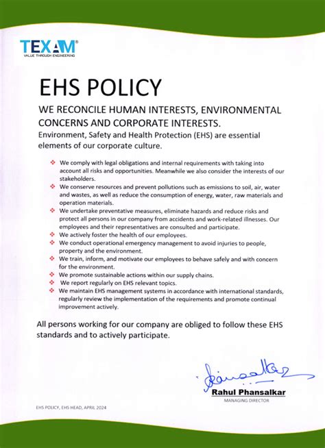 Ehs Policy Texam