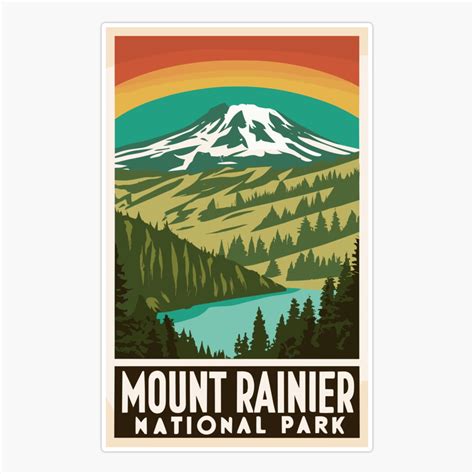 Dopasticker A Vintage Travel Art Of The Mount Rainier National Park