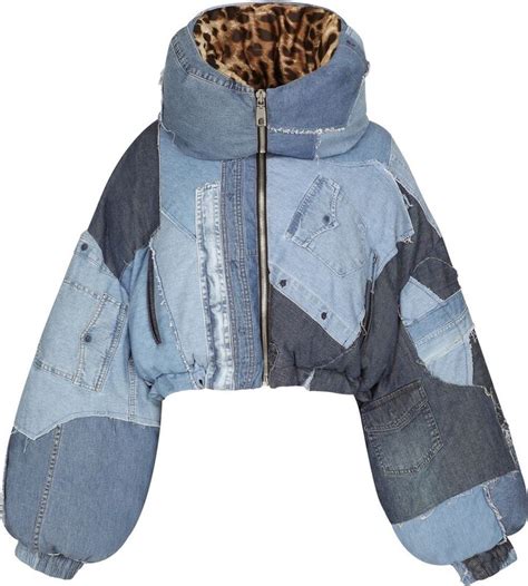 Dolce And Gabbana Denim Patchwork Puffer Jacket Shopstyle