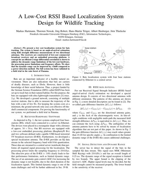 Pdf A Low Cost Rssi Based Localization System Design For Wildlife Tracking