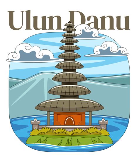 Ulun Danu Temple Vector Illustration 10933732 Vector Art At Vecteezy