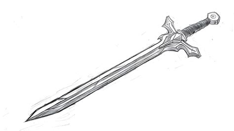 A Pencil Drawing Of A Sword Premium Ai Generated Image