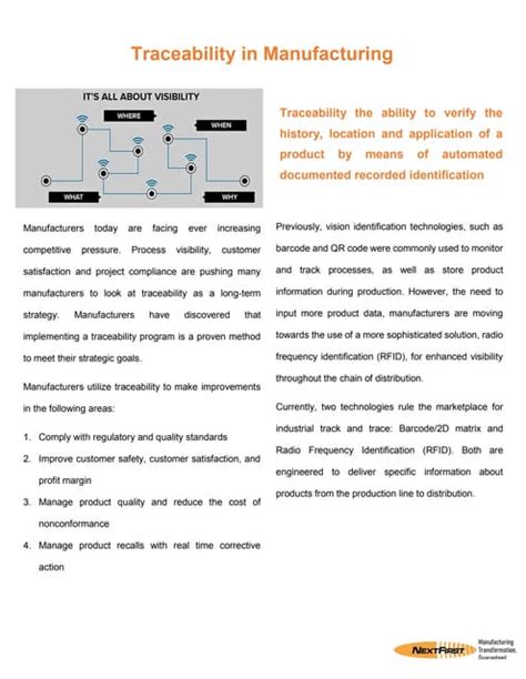 Traceability In Manufacturing Pdf