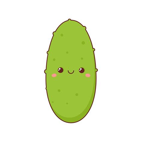 Cute Green Cucumber In Kawaii Style 22627759 Vector Art At Vecteezy