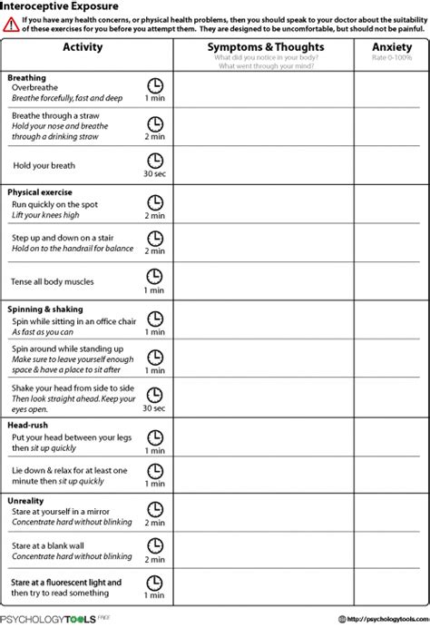 Free Interoceptive Exposure Worksheet Download Free Interoceptive