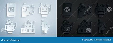 Set Error In Robot Broken Robot Charging Battery And Turn Off From