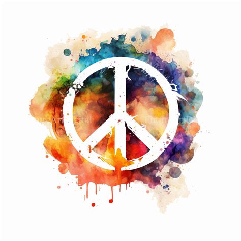 Watercolor Peace Symbol Digital Clipart Peace Sign Sublimation Wall