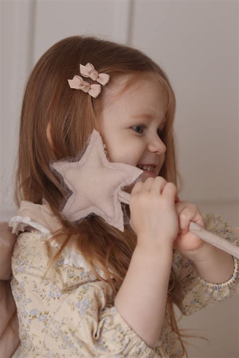 Mini Bow Clips Tan Bow So Cute