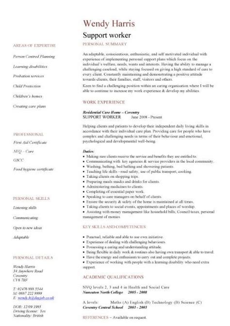 Support Worker Cv Sample 2025 Guide Tips Skills