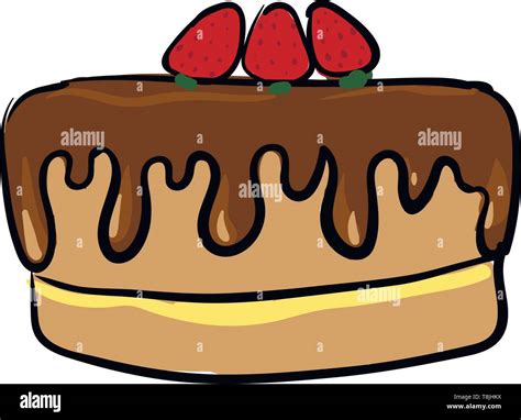 A Chocolate Cake With Strawberries On Top With Brown Icing Vector
