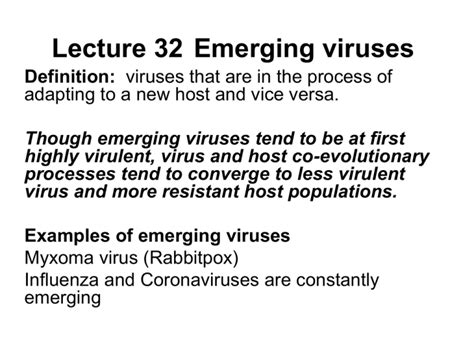 Lecture 32 Emerging Viruses