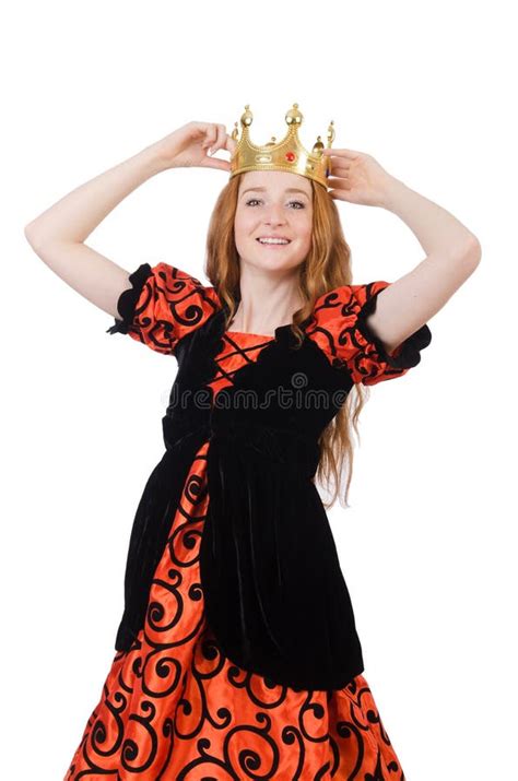 Princesa Roja Del Pelo En El Vestido Anaranjado Aislado Encendido