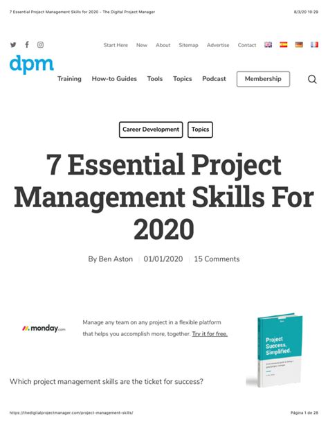 7 Essential Project Management Skills For 2020 Pdf Project Management Expert