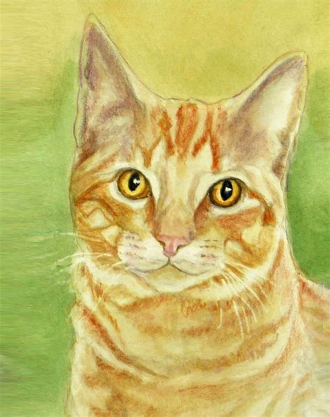 Orange Tabby Cat Painting New Cat Painting Watercolor And Oil