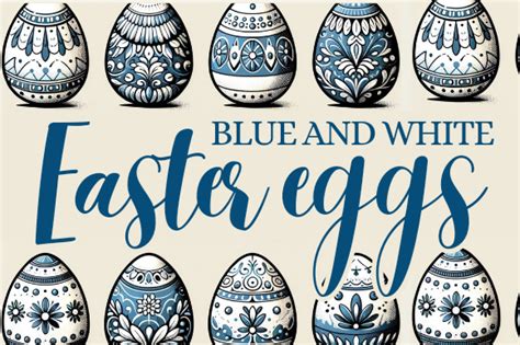 Blue And White Easter Eggs Pattern Gráfico Por Jenny Anne Swan