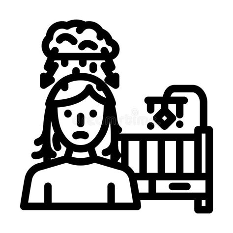 Postpartum Depression Woman Disease Line Icon Vector Illustration Stock