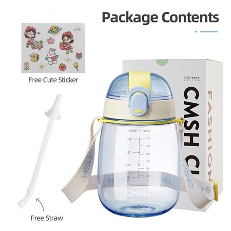 Cmsh Water Bottle 1 5 Liter With Strap Fat For Travel Bpa Free Shopee