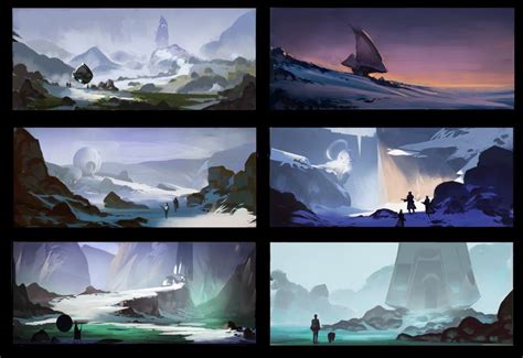 The Concept Art For An Upcoming Sci Fi Film Is Shown In Several