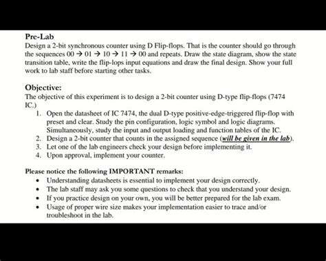 Solved Pre Lab Design A Bit Synchronous Counter Using D Chegg