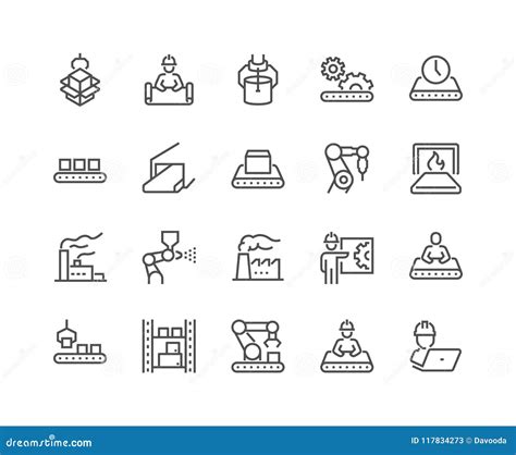 Line Mass Production Icons Stock Vector Illustration Of Export 117834273