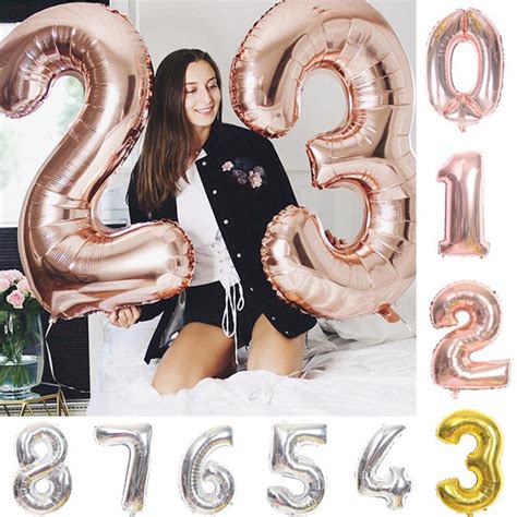 32 Inch Oversize Rose Gold Aluminum Foil Number Balloons 0 9 Digit