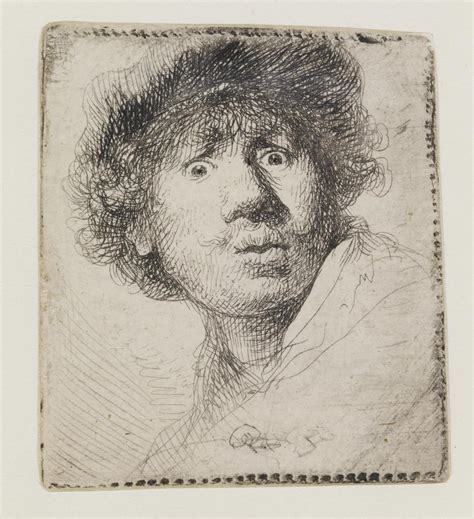 Self Portrait With Beret Wide Eyed Rembrandt Framed Wall Art Prints