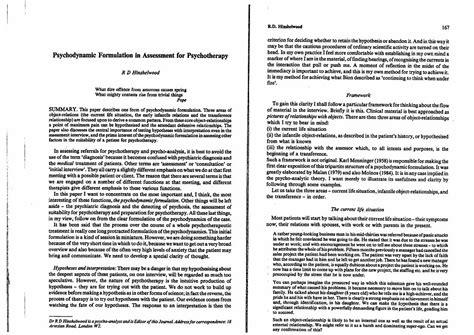 Pdf Psychodynamicformulationin Assessmentfor Psychotherapylibrary