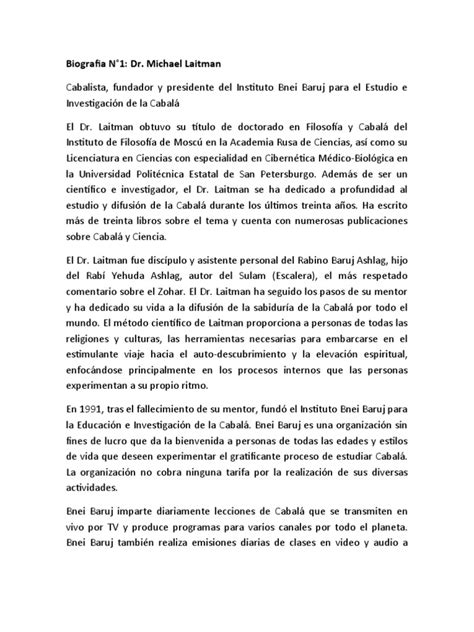Biografia Dr Rav Michael Laitman Pdf Kábala Science