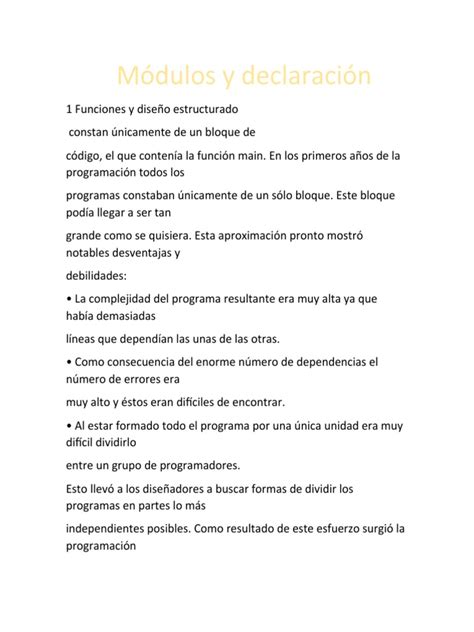 Módulos Y Declaración Pdf Programación De Computadoras Función Matemáticas