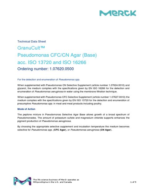Mm Techds 1707 New Pseudomonas Cfc Cn Agar Base Pdf Agar