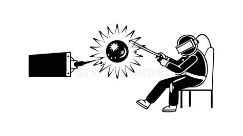 Scientist With Laser Beam Advanced Research Icon Vector Design