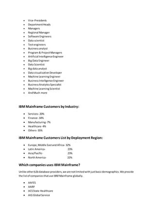 IBM Mainframe Customers List DOCX Email Internet