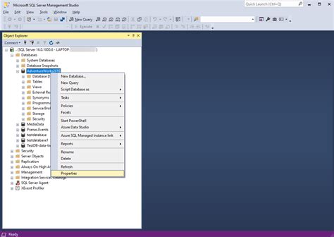 Database Propeties Ssms Sqlbak Blog