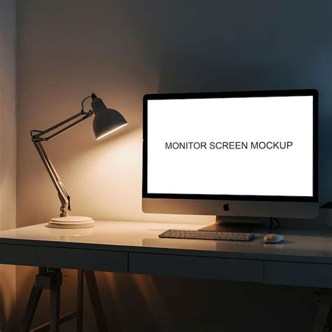 Premium Psd Desktop With Monitor Screen Mockup