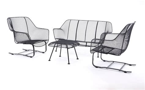 Russell Woodard Sculptura Patio Set With Settee Lounge Chairs And