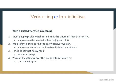 Verb Patterns Verb Ing Verb T English Esl Powerpoints