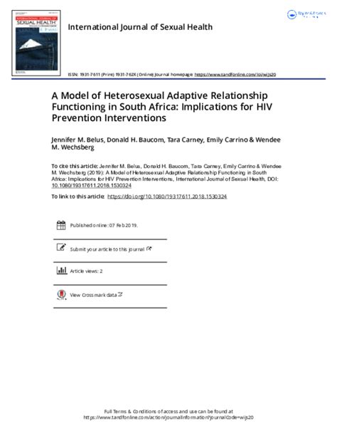 Pdf A Model Of Heterosexual Adaptive Relationship Functioning In