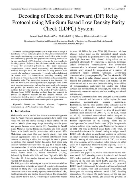 Pdf Decoding Of Decode And Forward Df Relay Protocol Using Min Sum